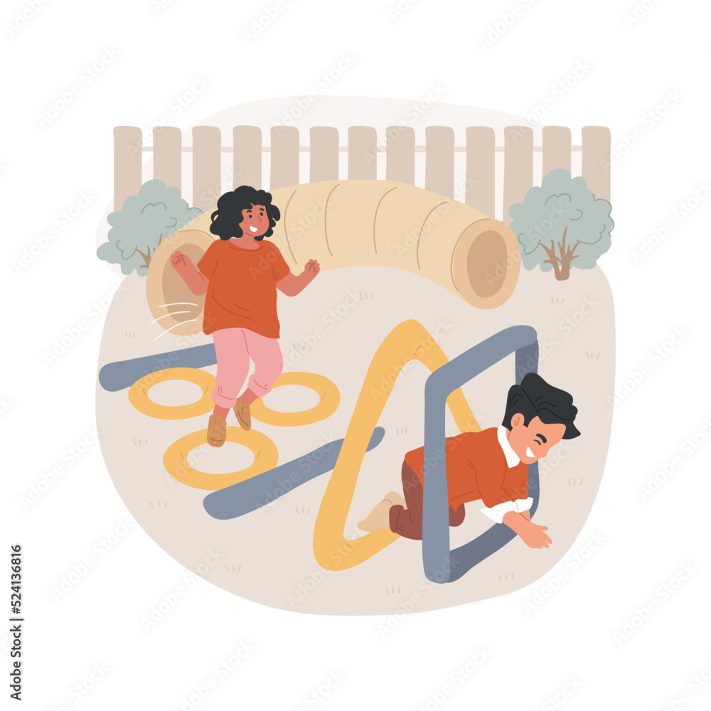 Obstacle course isolated cartoon vector illustration. Backyard obstacle ...