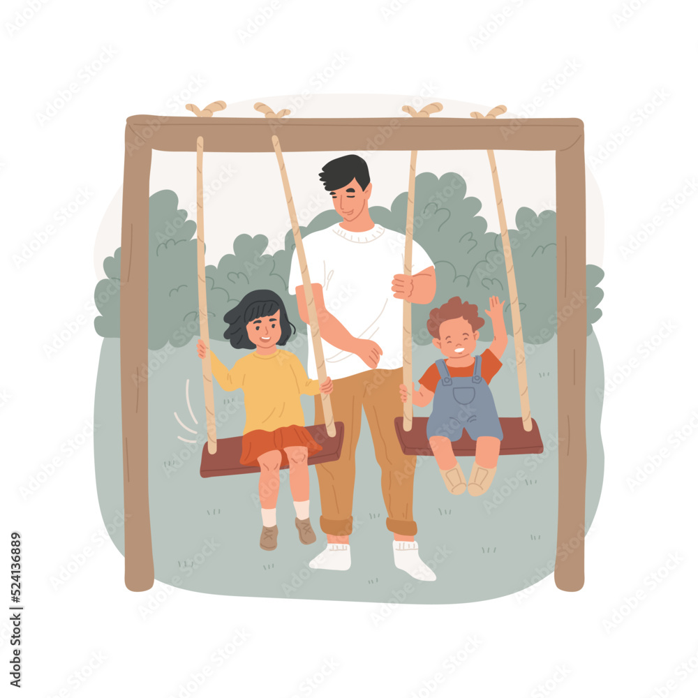 Swing isolated cartoon vector illustration. Set on a backyard, family ...
