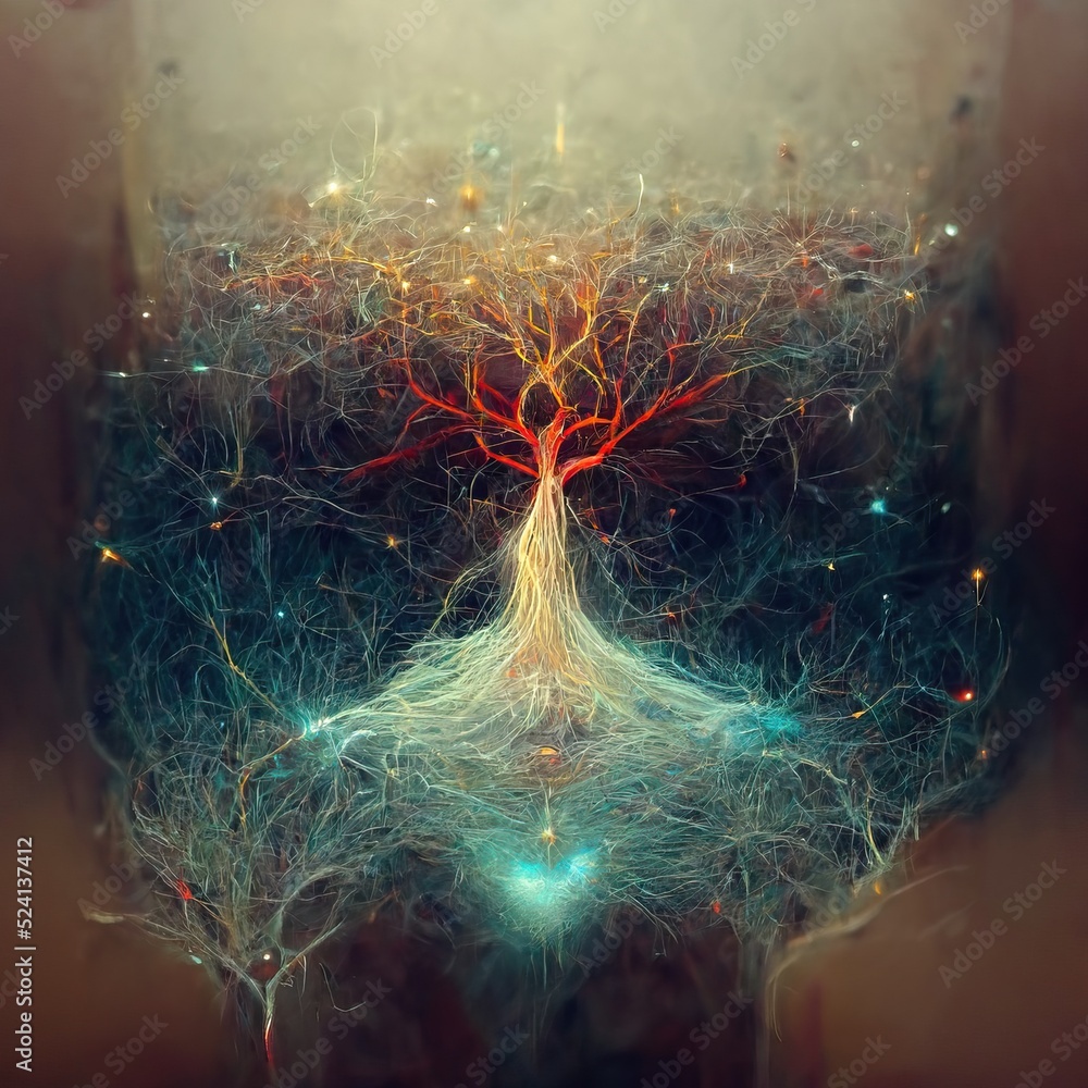 AI neural network digital brain deep learning big data computer machine ...