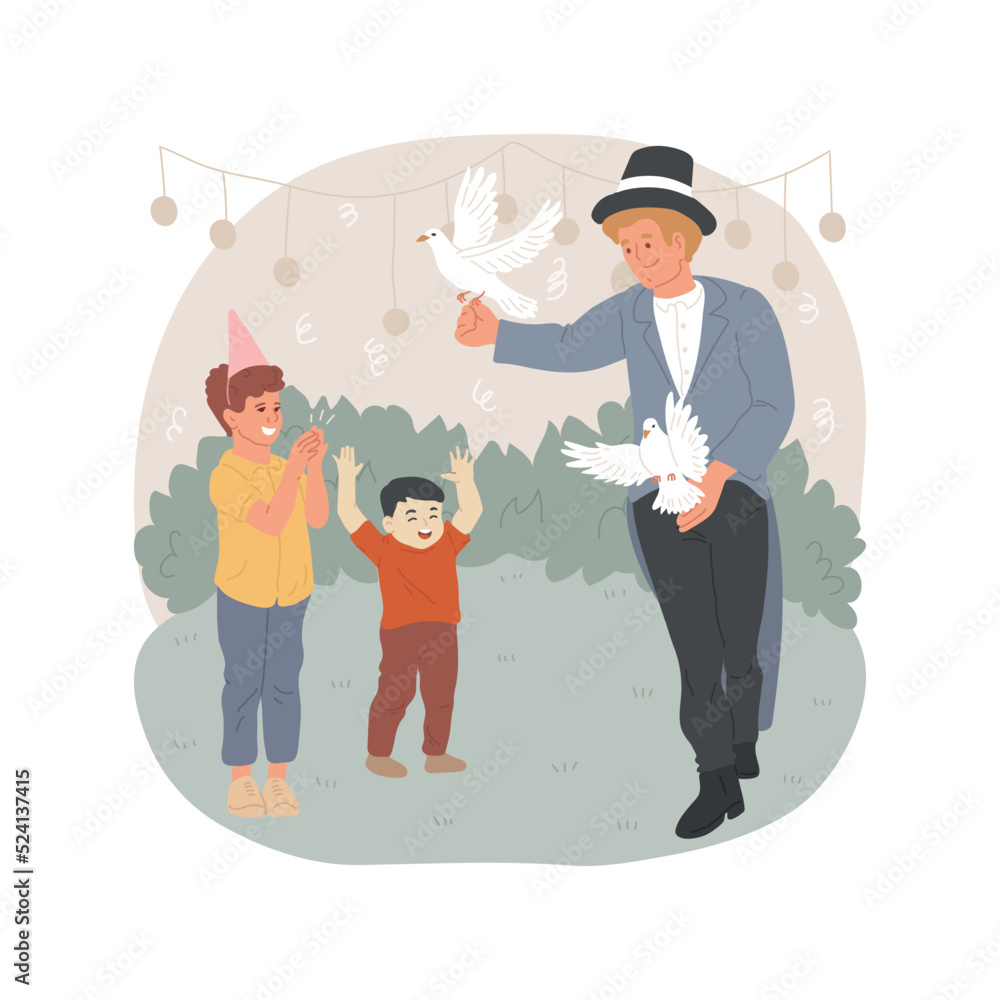 Magician show isolated cartoon vector illustration. Man showing magic ...