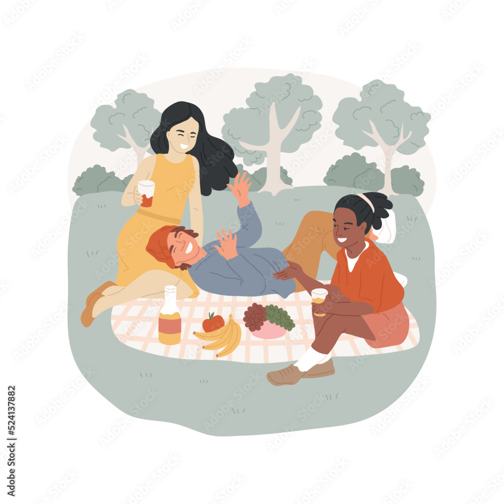 Having picnic isolated cartoon vector illustration. Hanging out on ...