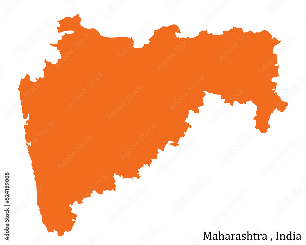 map of the Maharashtra state isolated on the white Stock Vector | Adobe ...