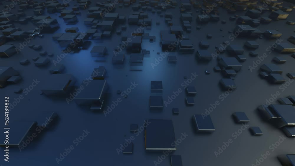 4k looped animation. Flight over hi tech pattern on plane surface, neon ...