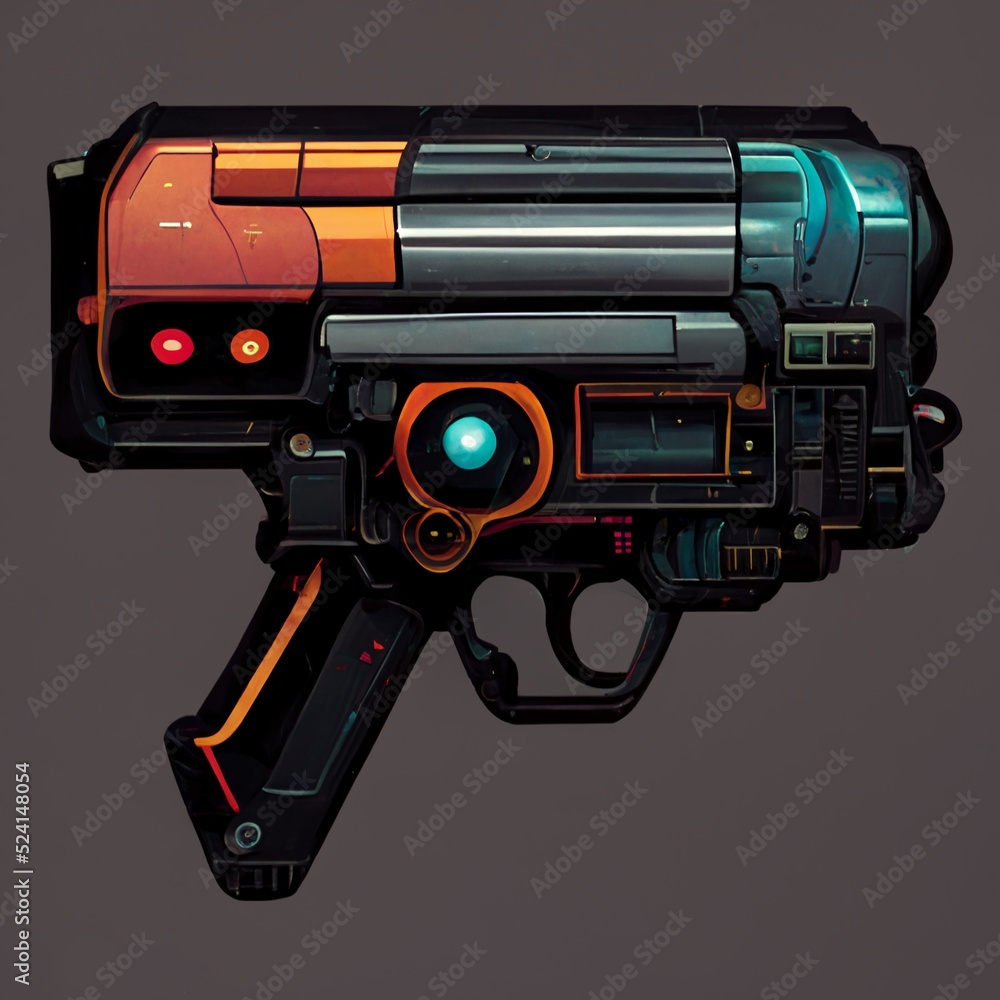 Cyberpunk weapon in pixle art style Stock Illustration | Adobe Stock
