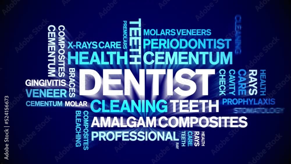 Dentist animated tag word cloud;text design animation kinetic ...