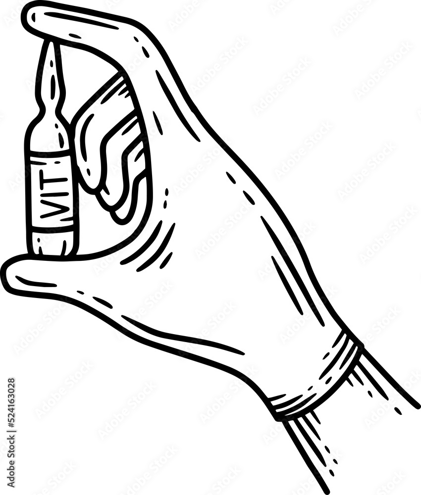 Medical Doctor Hand Gesture with Gloves Hospital Line Art illustration ...