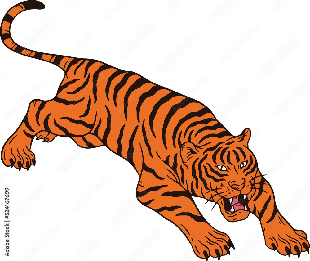 Tiger Pose Wild Animal Jungle Safari Vintage Clipart Cartoon ...