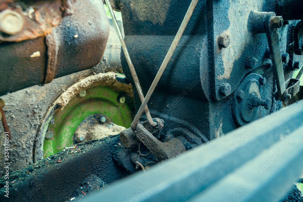 The power unit of the running gear of the walk-behind tractor. Wheel ...