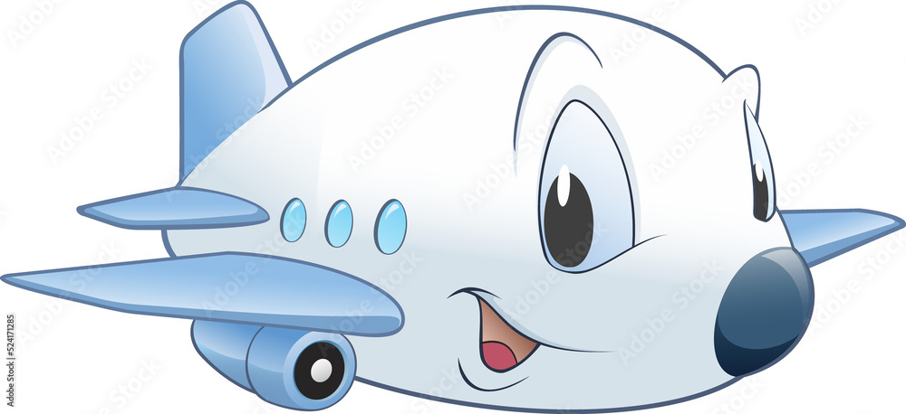 Transparent background illustration of a cute cartoon airplane Stock ...
