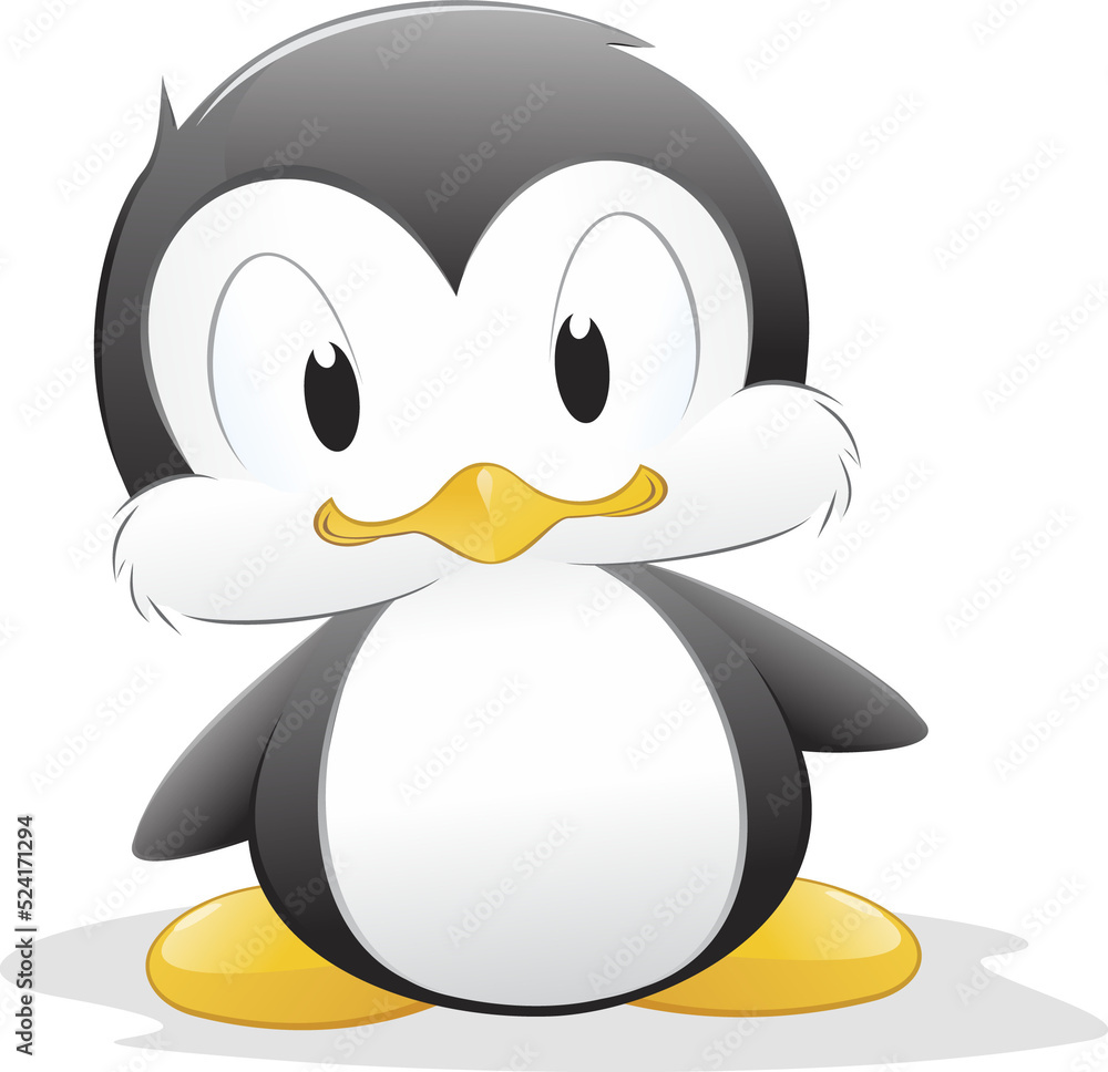 Transparent background illustration of a cute cartoon penguin Stock ...