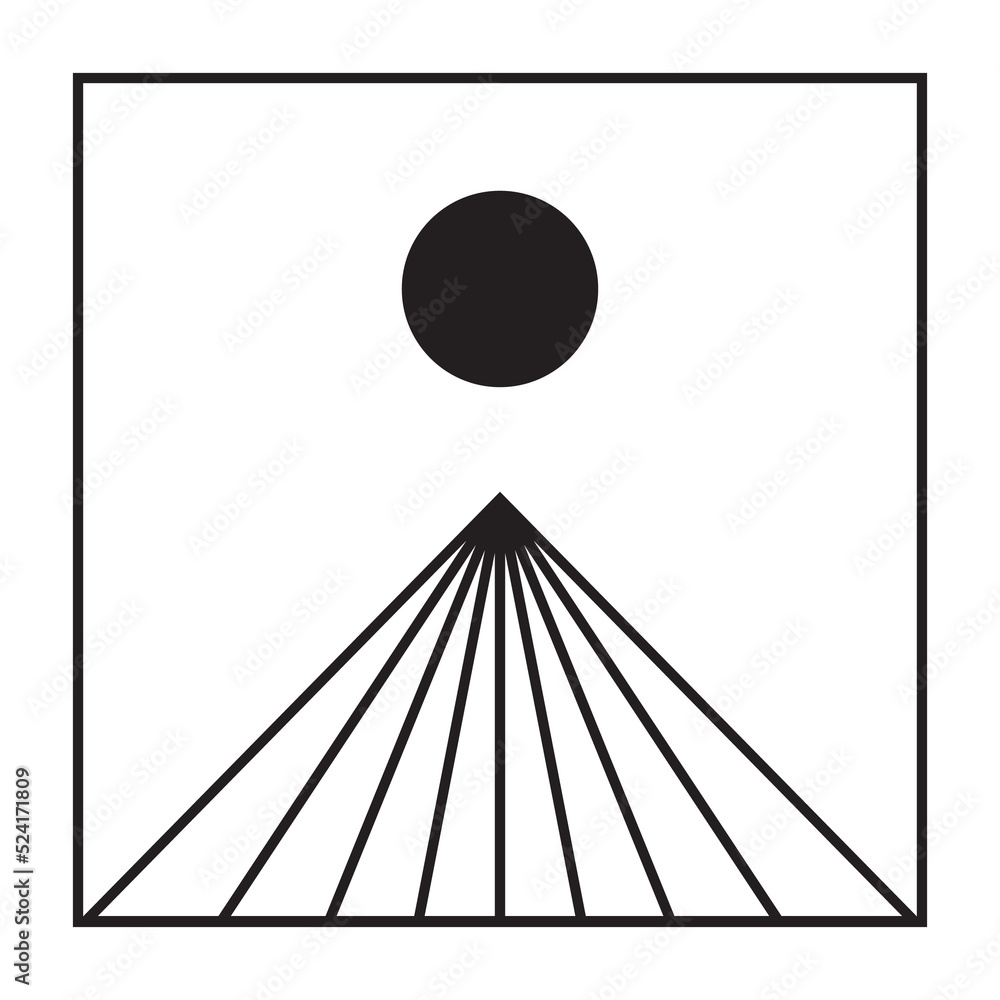 boho illustration in a square. a set of square illustrations from lines ...