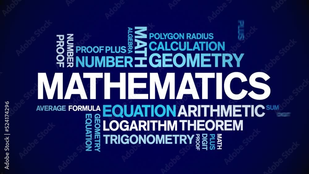 Mathematics animated tag word cloud;text design animation kinetic ...