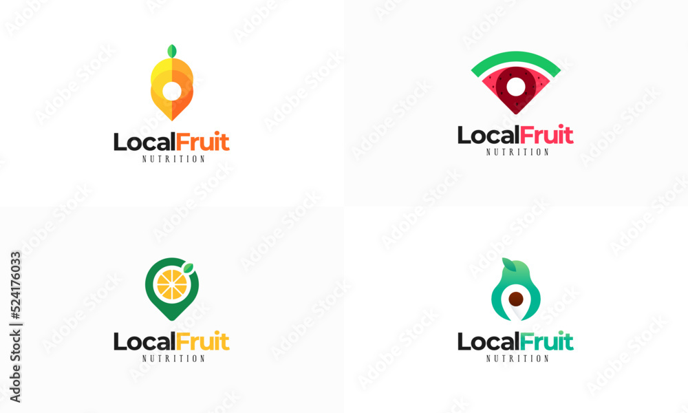 Local Fruit Point logo designs concept vector, Orange Fruit and Pointer ...