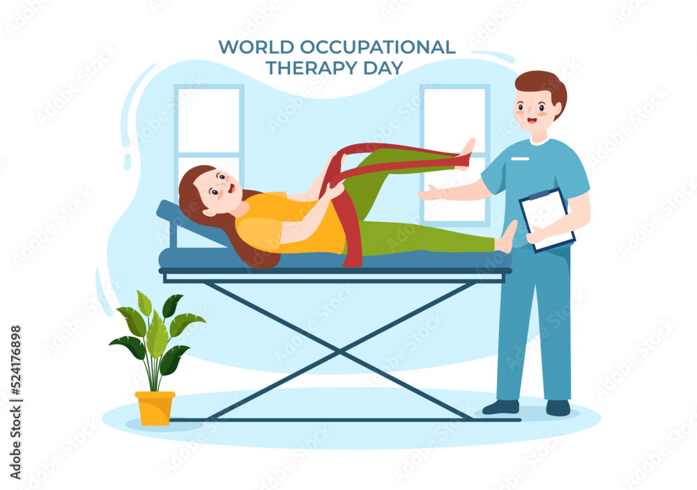 World Occupational Therapy Day Celebration Hand Drawn Cartoon Flat ...