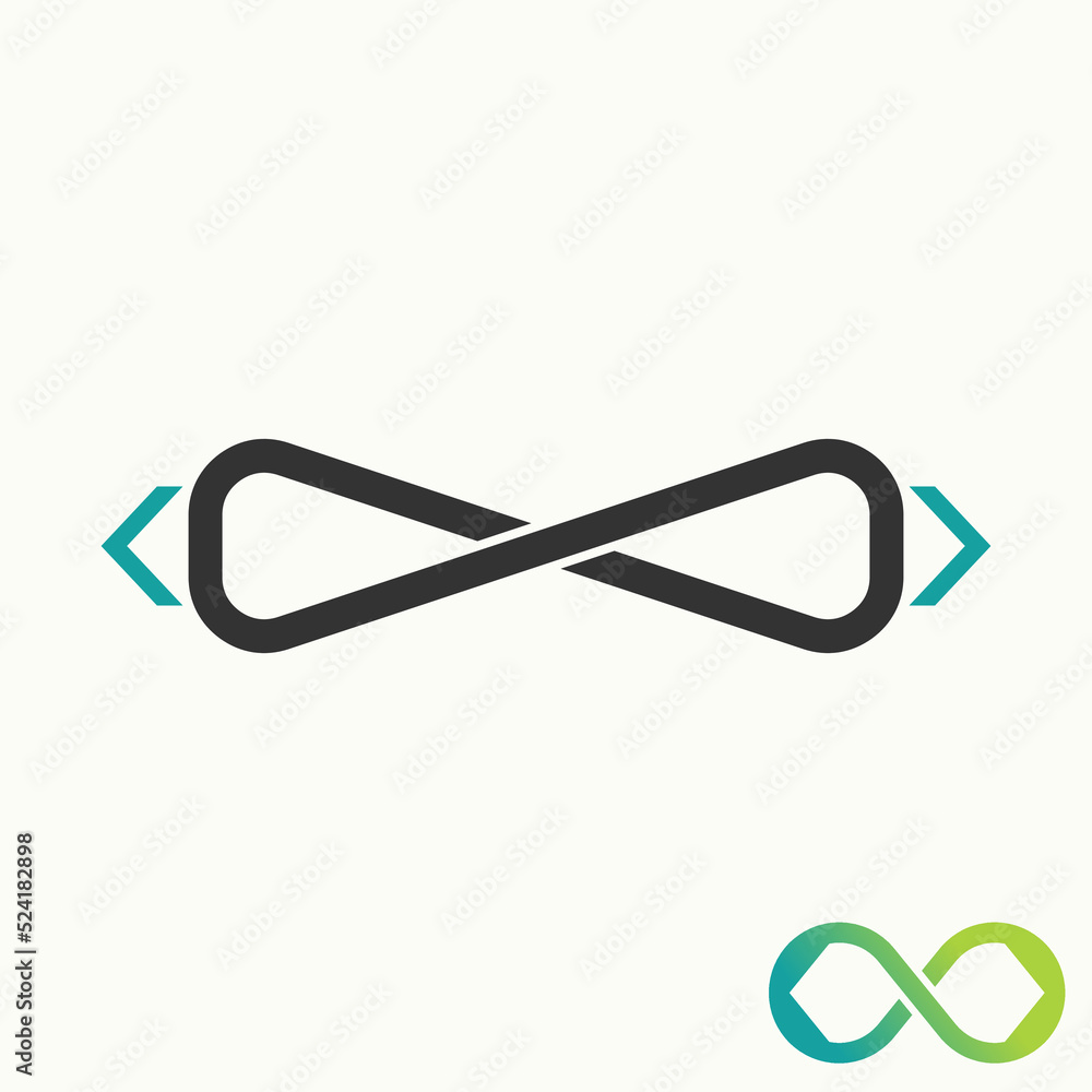 Simple and unique meta or infinity sign with cut and bracket on left ...