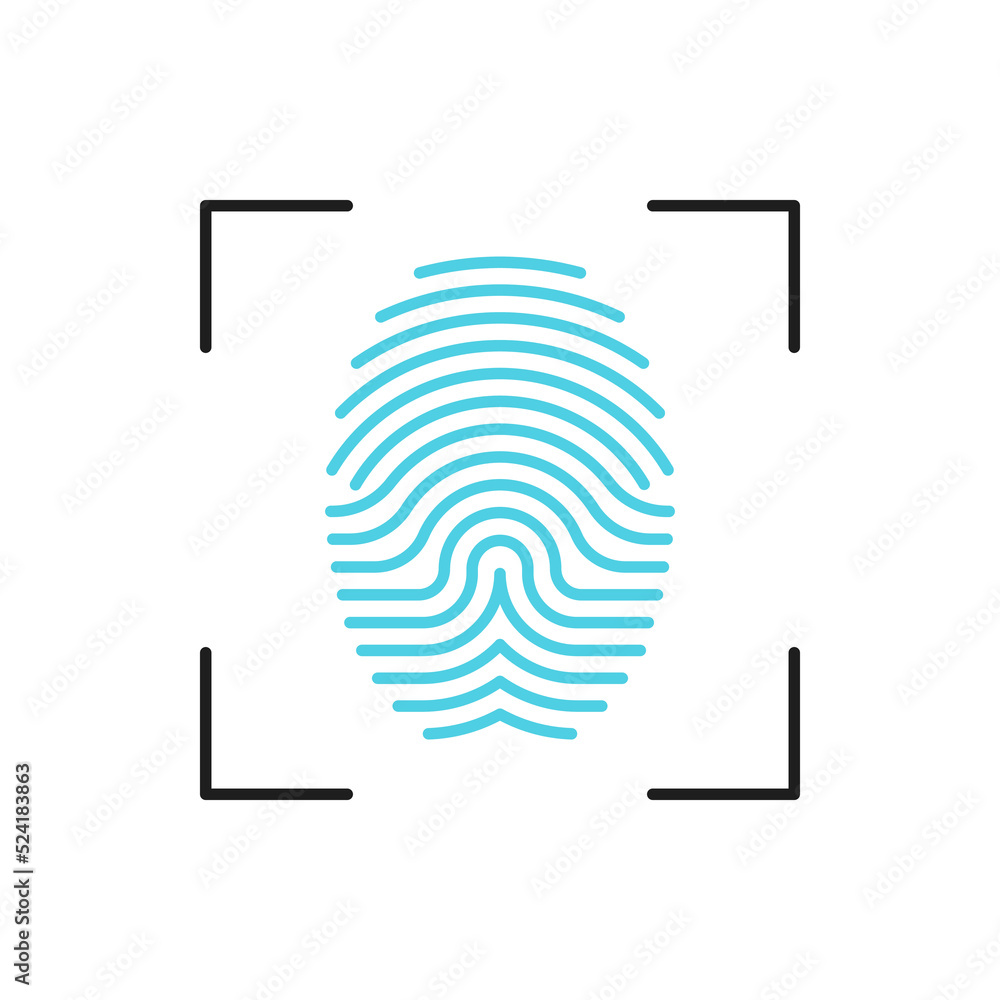 Fingerprint scanner technology outline icon. Biometric identification ...