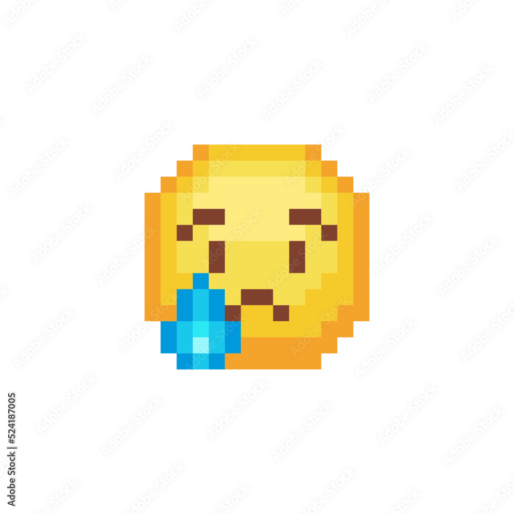 Crying face. Smiley emoticons face. Pixel art icon. Cartoon style. 8 ...
