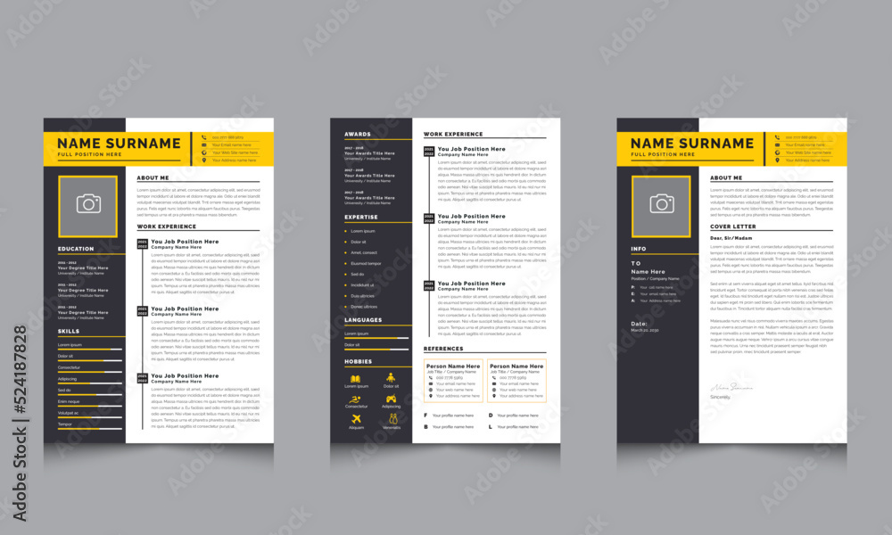 Clean Modern resume cv template with nice typography Vector Template ...