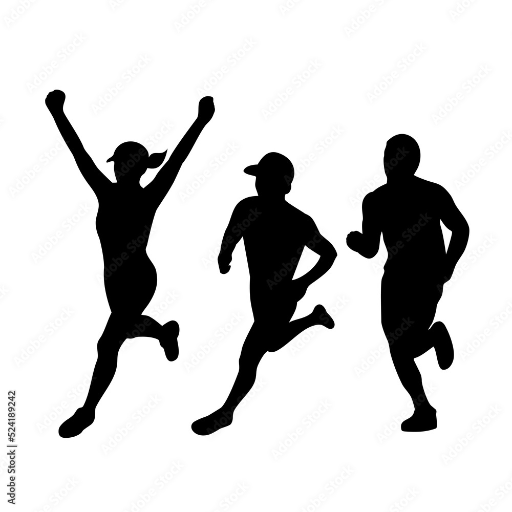 Marathon Runners Silhouette Collection Set Stock Illustration | Adobe Stock