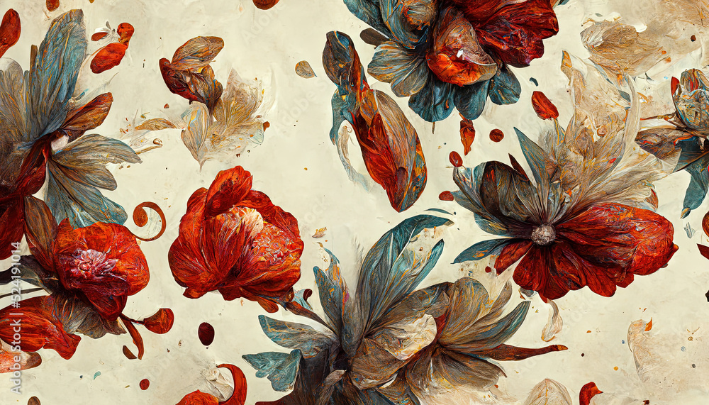 Artistic abstract flower pattern gorgeous flowers and petals ornament ...