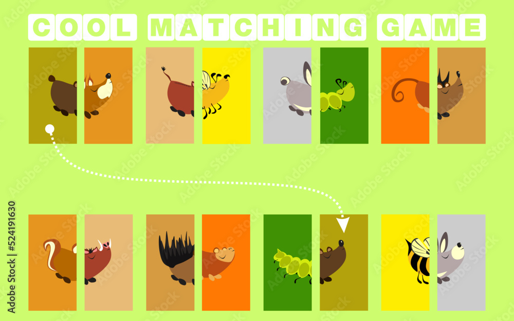 Matching game for children vector educational game. Homeschooling ...