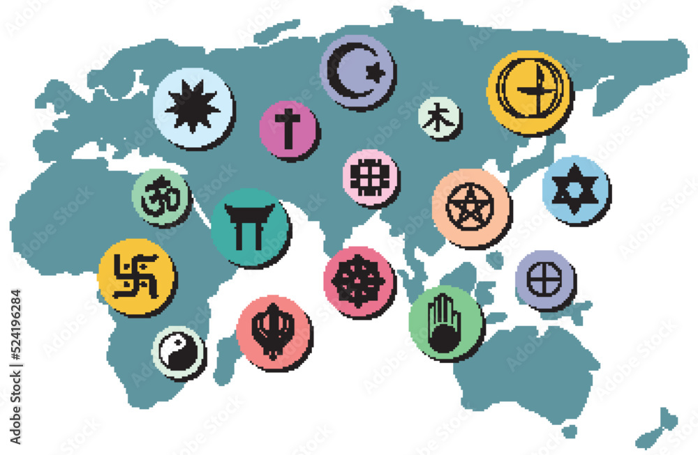 World religion symbols concept Stock Vector | Adobe Stock