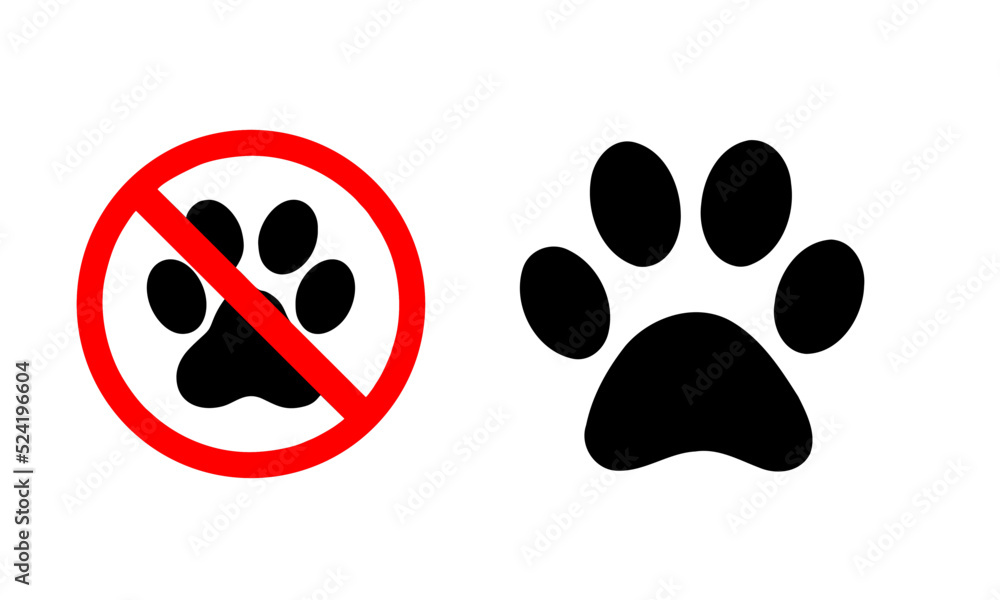 paw print icon no dog sign Stock Vector | Adobe Stock