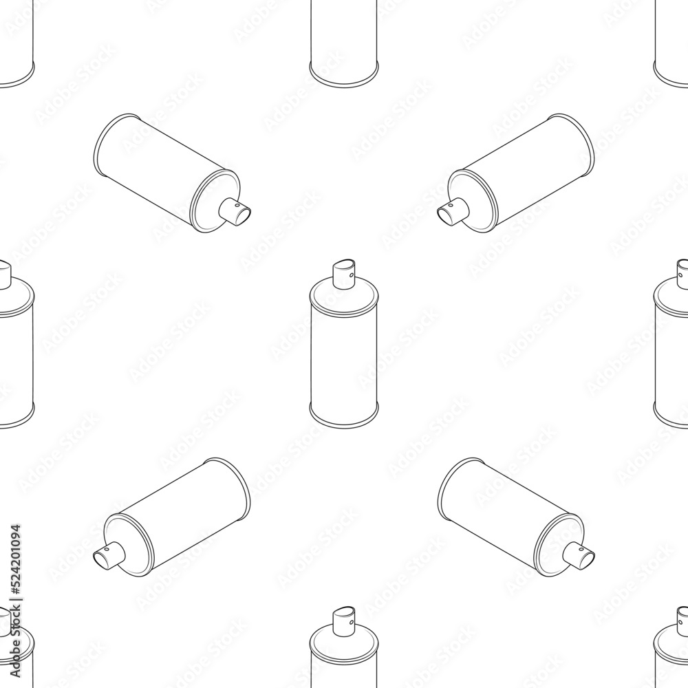 Cartoon isometric paint can line seamless pattern. Set for games ...