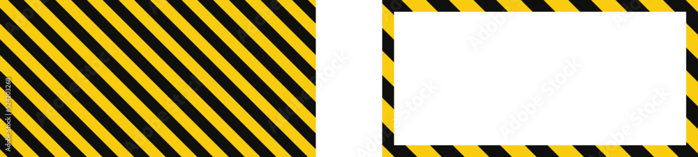 Warning seamless pattern with yellow and black diagonal stripes. Warn caution background. Yellow ...