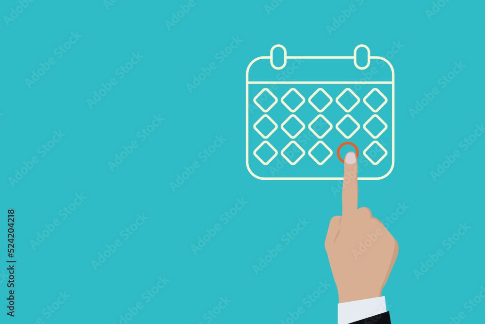 Businessman pushing button Calendar Icon. Business for Profit, Benefit ...