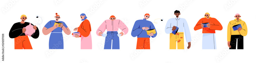 Set of unhappy poor people isolated on white background. Vector ...