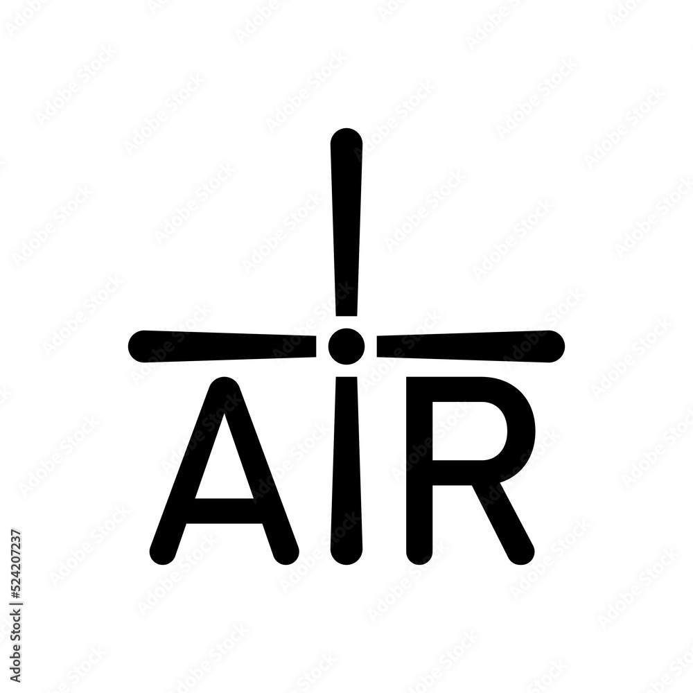 Air text logo with propeller, fan. Vector isolated word illustration on ...