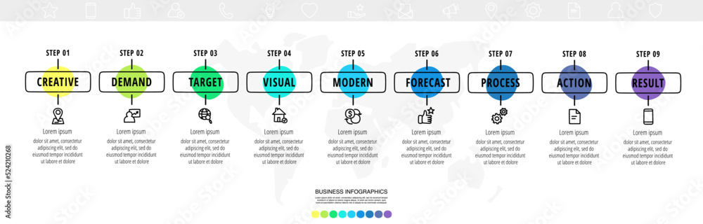 Colorful infographic flow chart clipart. Simple hand-drawn data and ...