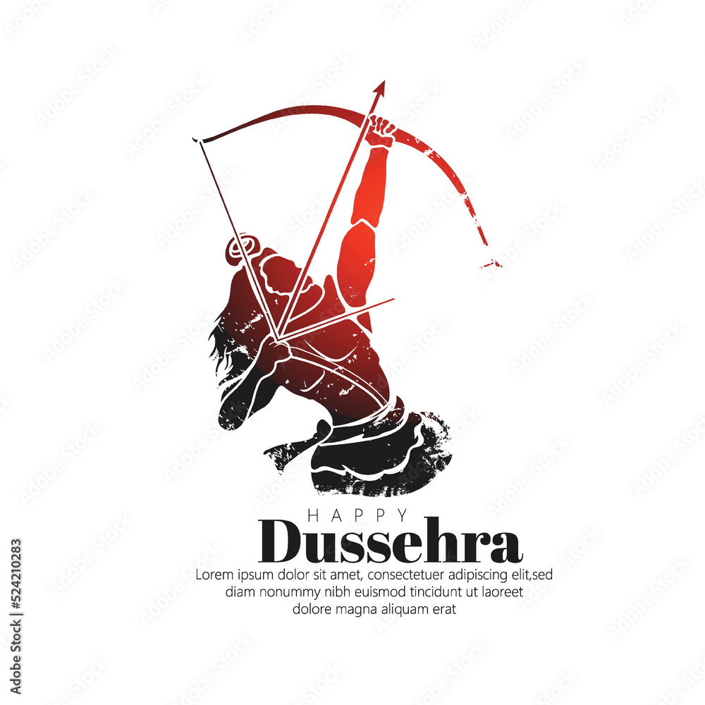 Happy Dussehra Font With arrow and bow ,Lord Rama killing Ravana in ...