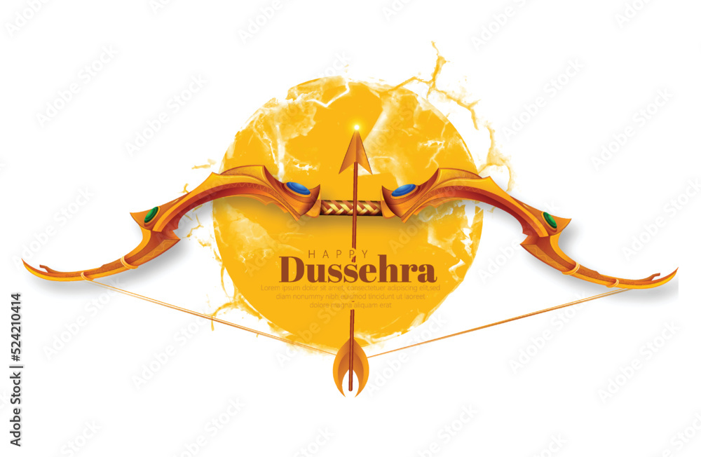 Happy Dussehra Font With arrow and bow ,Lord Rama killing Ravana in ...