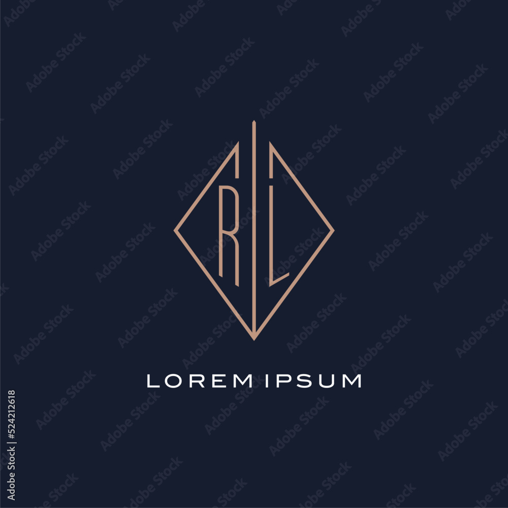Monogram RL logo with diamond rhombus style, Luxury modern logo design ...