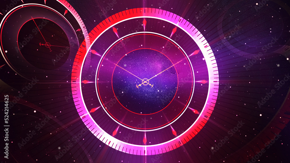 Time Travel concept Abstract Background with Clocks and dial in a space ...