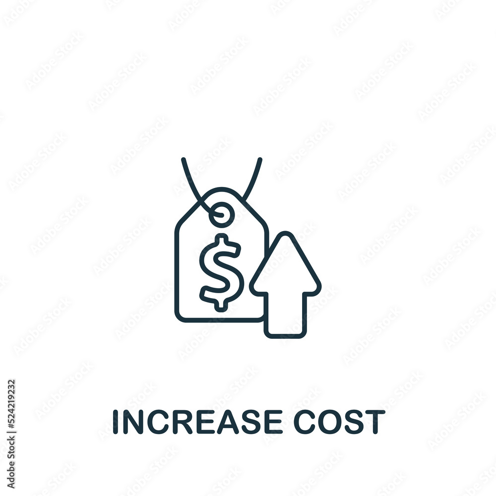 Increase Cost icon. Line simple icon for templates, web design and ...