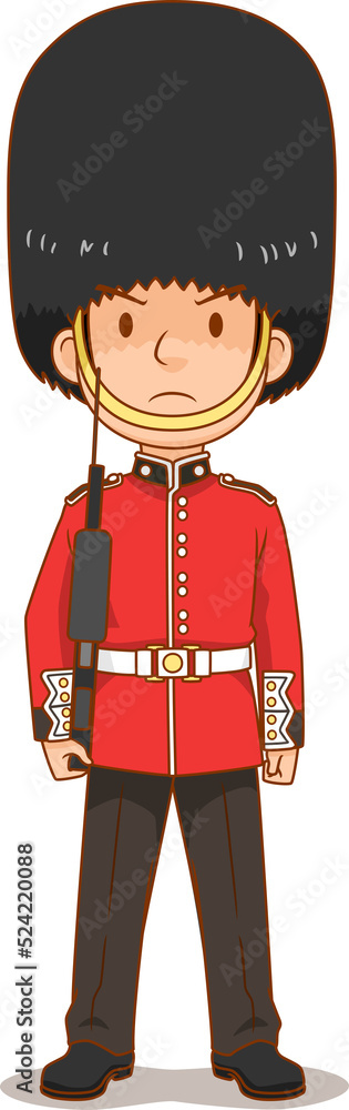 Cartoon character of British Royal Guard in traditional uniform ...