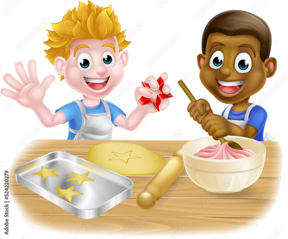 Cartoon Boy Bakers Stock Illustration | Adobe Stock
