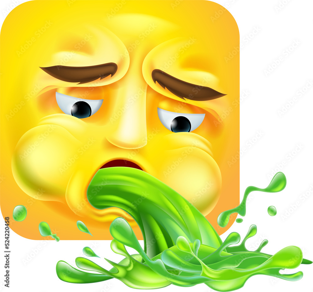 Vomiting Puking Emoji Emoticon Icon Cartoon Stock Illustration | Adobe ...