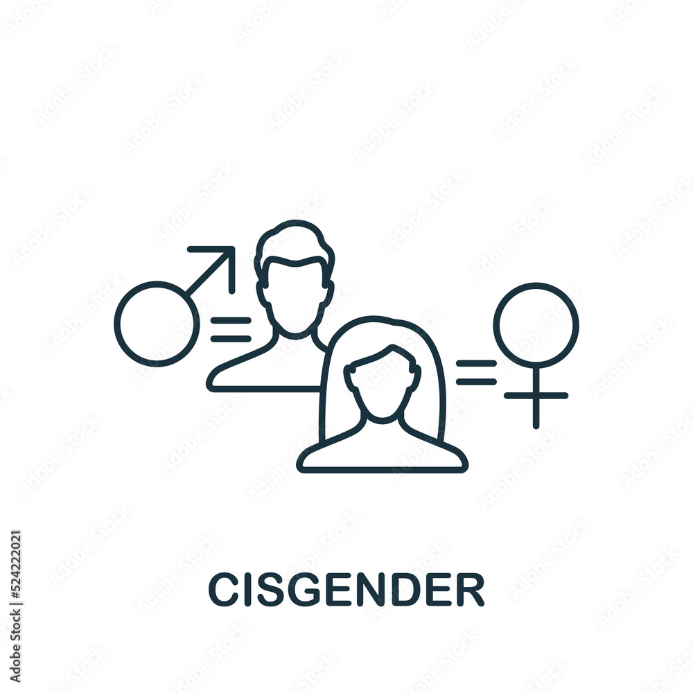 Cisgender icon. Line simple Lgbt icon for templates, web design and ...