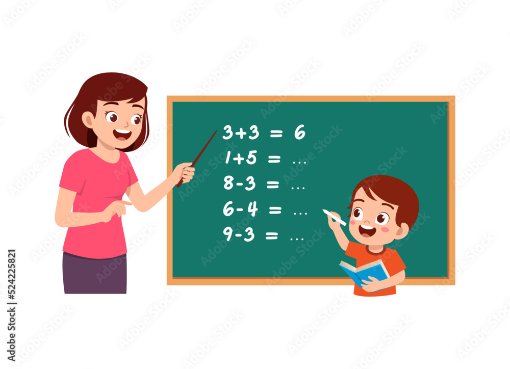 little kid solving math problem on blackboard Stock Vector | Adobe Stock little kid solving math problem on blackboard Stock Vector | Adobe Stock