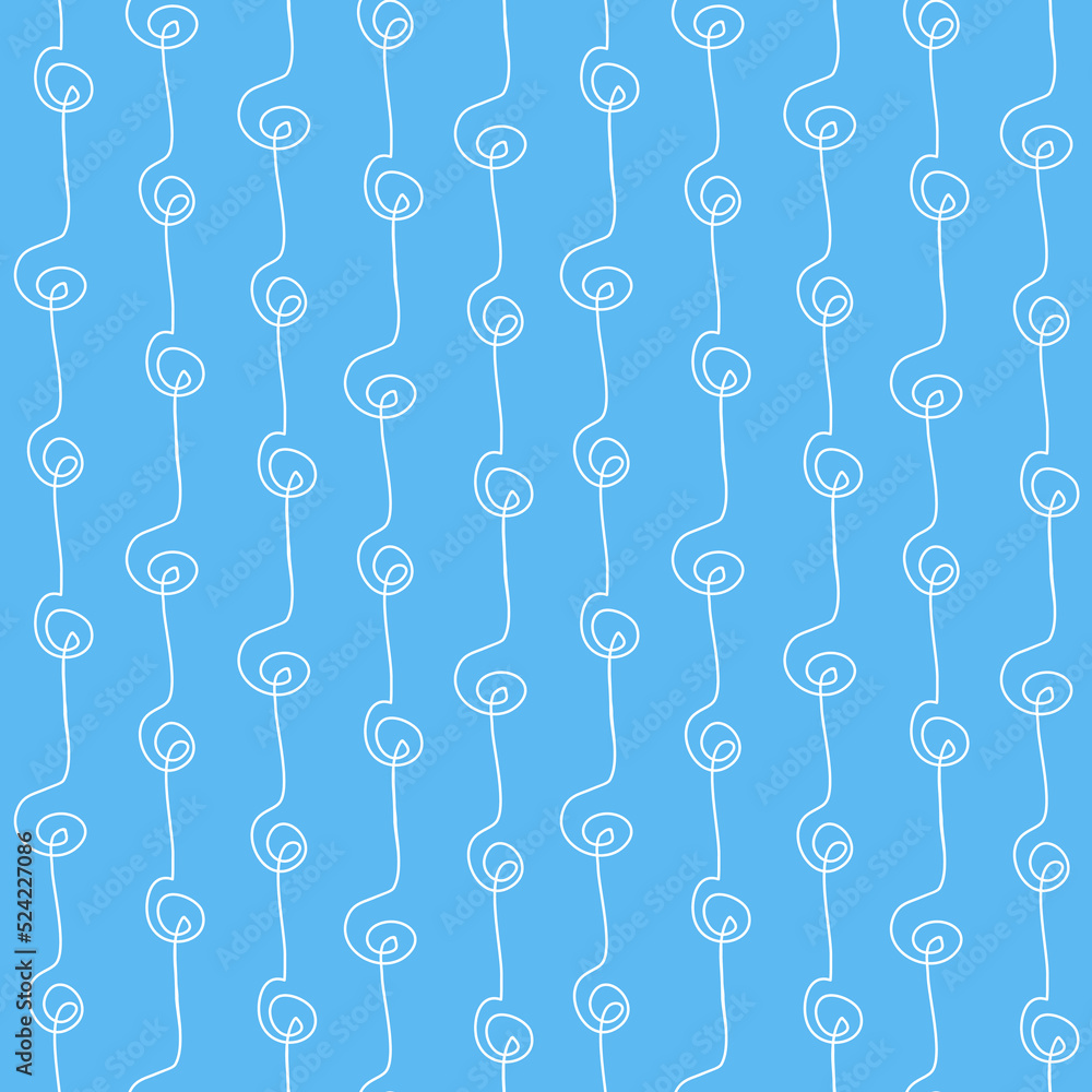 Blue seamless pattern for textile design, art vector illustration hand ...