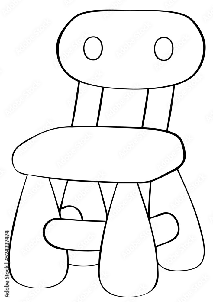 Chair. Element for coloring page. Cartoon style. Stock Vector | Adobe Stock