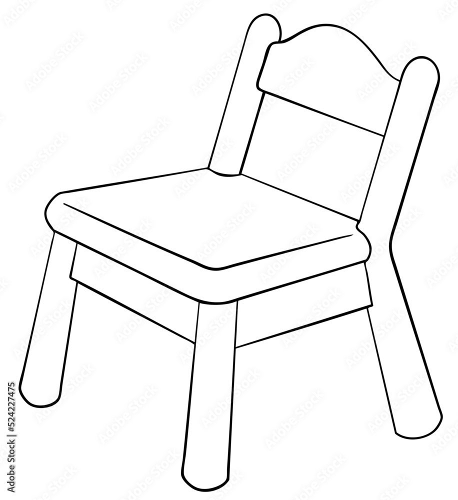 Chair. Element for coloring page. Cartoon style. Stock Vector | Adobe Stock