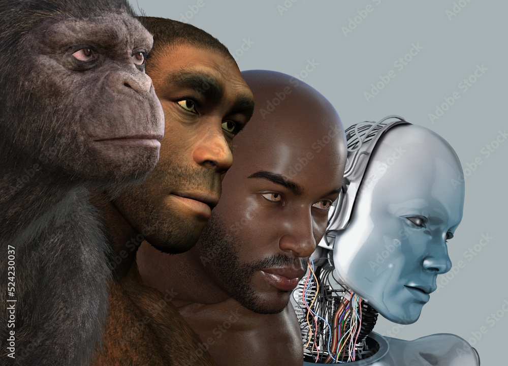 Human evolution, conceptual illustration Stock Illustration | Adobe Stock