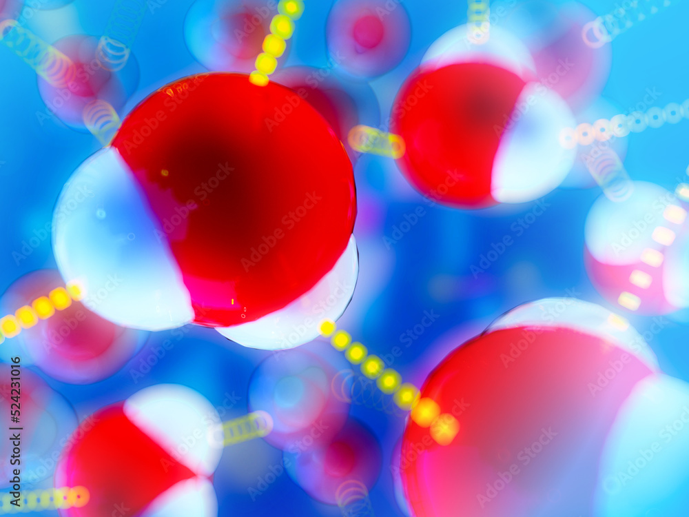 Water molecules in space-filling model, illustration Stock Illustration ...