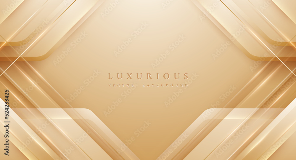 Elegant cream shade background with line golden elements. Luxury ...