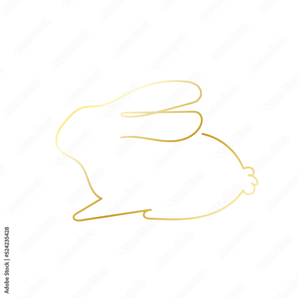 Chinese new year 2023 year of the rabbit, gold line art character ...
